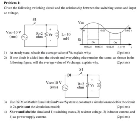 solved problem 1 given the following switching circuit and