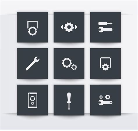 Settings Configuration Preferences Square Icons Set 3374581 Vector Art At Vecteezy