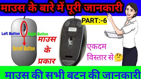 Mouse Ki Jankari Hindi Mein।। Mouse Ke Kitne Bhag Hote Hain। Computerinhindi Typeofmouse