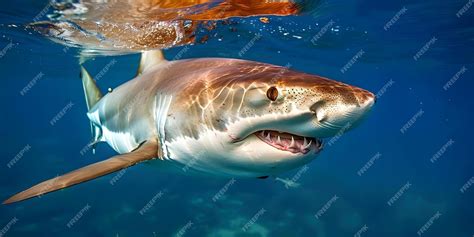 The White Shark A Dangerous Toothed Predator Hunting For Food In The