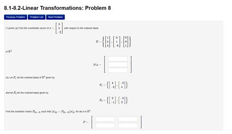 Solved 81 82 Linear Transformations Problem 8 Previous