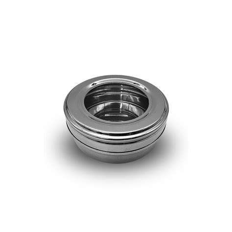 Stainless Steel Masala Dabba With See Through Lid 11cm Cands Homestore