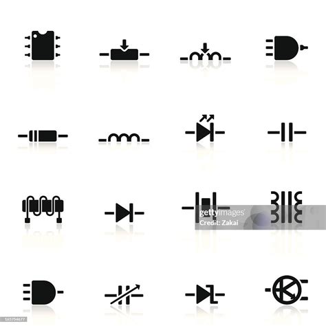Electronic Components Icon Set Simple Collection High Res Vector
