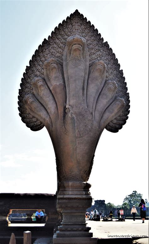 Angkor Wat Restored Statue Of Seven Headed Sheshanaga At The Beginning