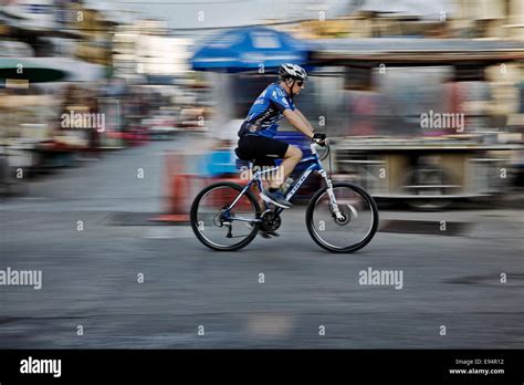Cyclist Speeding Blur And Motion Stock Photo Alamy
