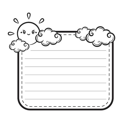Lindo Marco De Sol Con Nubes Carta De Nota Para Escribir Boceto Para