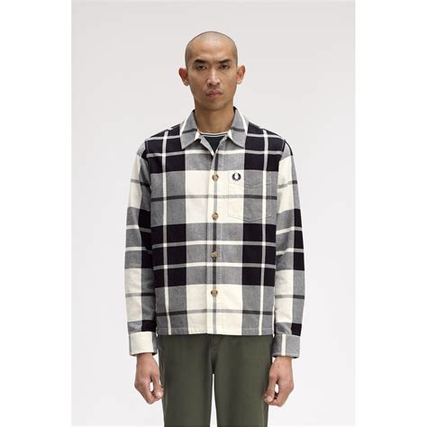 Fred Perry Mens Tartan Twill Overshirt Men Ecru 560 Flannels