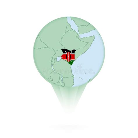 Kenya Map Stylish Location Icon With Kenya Map And Flag Stock