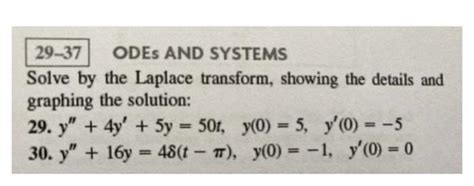 Solved 29 37 Odes And Systems Solve By The Laplace