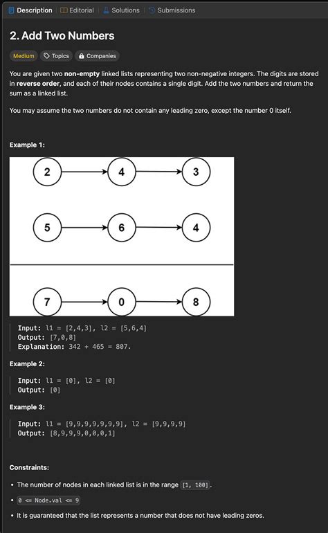 Leetcode Problem Solution With Go Add Two Numbers Medium By