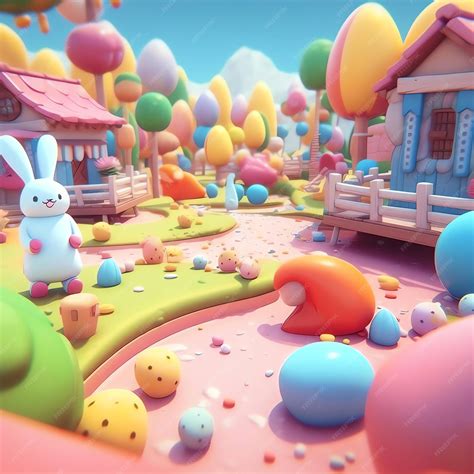 Premium Photo A Bunny Is Walking In Front Of A House With A Blue