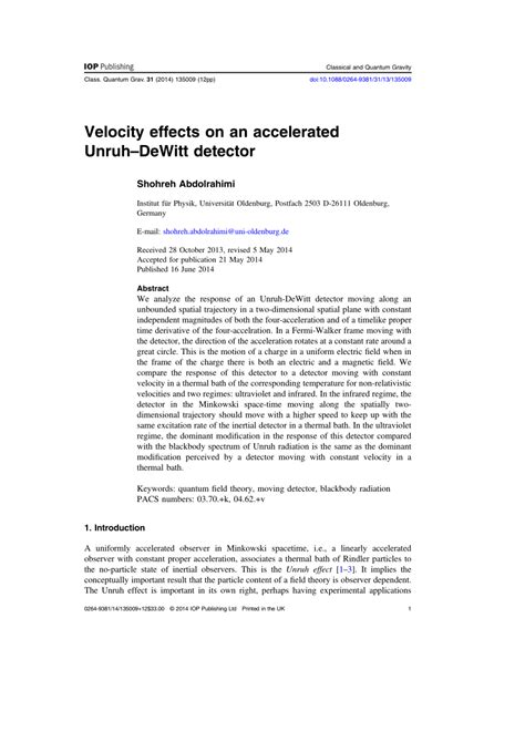 Velocity Effects On An Accelerated Unruh Dewitt Detector Request Pdf