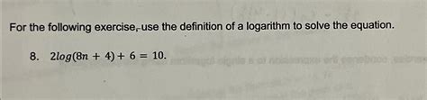 Solved For The Following Exercise Use The Definition Of A Chegg