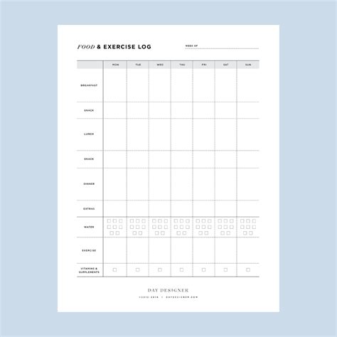 Printable Food Tracker Chart