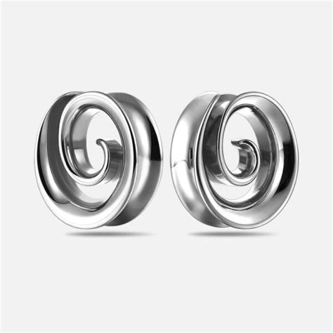 Oval Swirl Ear Stretcher Plug Stainless Steel Spiral Gauge