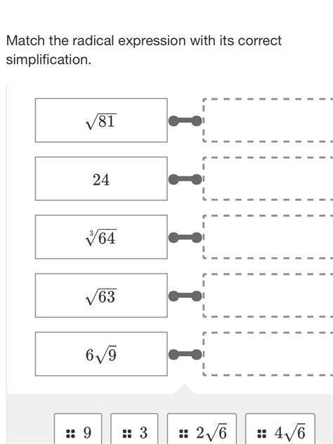 Answered Match The Radical Expression With Its Correct Simplification