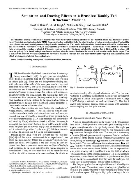 Pdf Saturation And Ducting Effects In A Brushless Doubly Fed Reluctance Machine