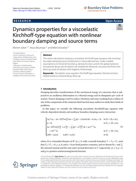 Pdf Dynamics Properties For A Viscoelastic Kirchhoff Type Equation With Nonlinear Boundary