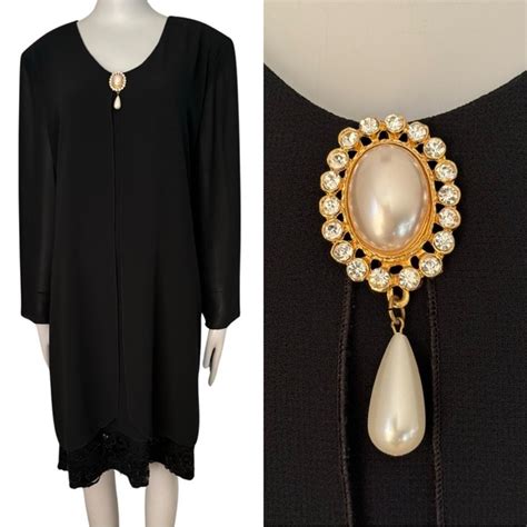 Cattiva Dresses Cattiva Vintage Crepe Embellished Black Formal