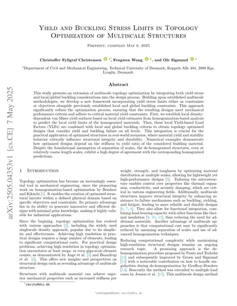 Pdf Yield And Buckling Stress Limits In Topology Optimization Of