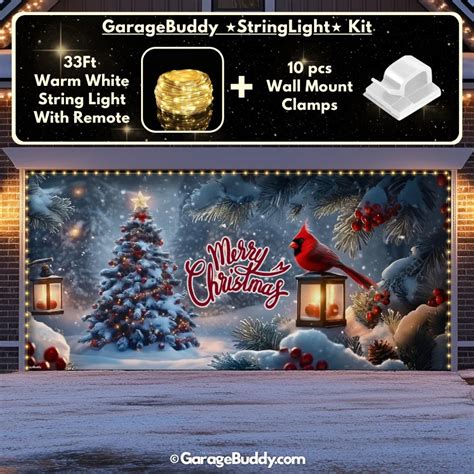 Cardinals Christmas Christmas Garage Door Cover Garagebuddy