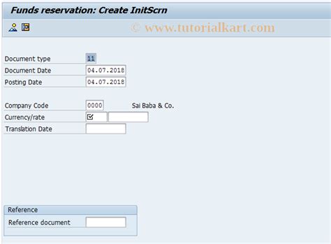 Fmx1 Sap Tcode Create Funds Reservation