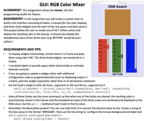 Solved GUI Program That Creates A RGB Color Swatch Mixer In Chegg Com