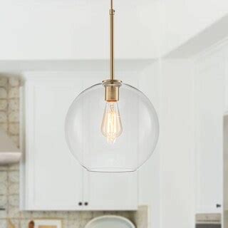 11 0w 1 Light Modern Hand Blown Clear Glass Globe Pendant Bed Bath
