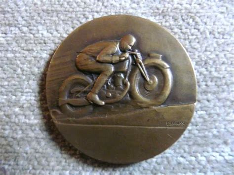 Ancienne Medaille Bronze Moto De Course 1954 Signe Fraisse Eur 24 00