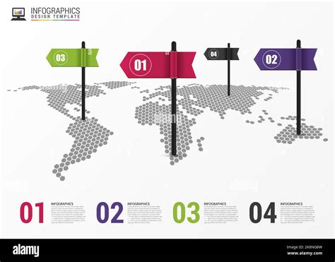 Infographic Design Template World Map With Pointer Vector