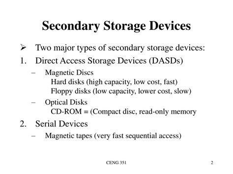 Ppt Secondary Storage Devices Magnetic Disks Optical Disks Floppy Disks Magnetic Tapes