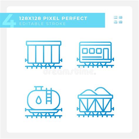 Rail Wagon Pixel Perfect Gradient Linear Vector Icons Set Stock