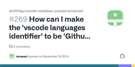 How Can I Make The Vscode Languages Identifier To Be Github Markdown Issue 269