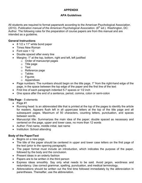 Appendix Apa Guidelines Oakland Community College