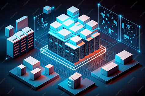 Premium Photo Cloud Computing An Isometric Representation Of A Modern Data Center With A Pc