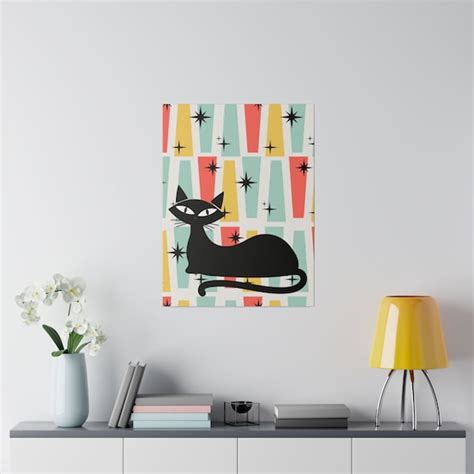 Atomic Cat Art Canvas Etsy