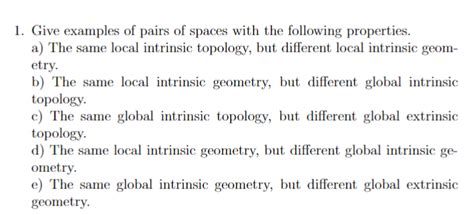 Solved Give Examples Of Pairs Of Spaces With The Following