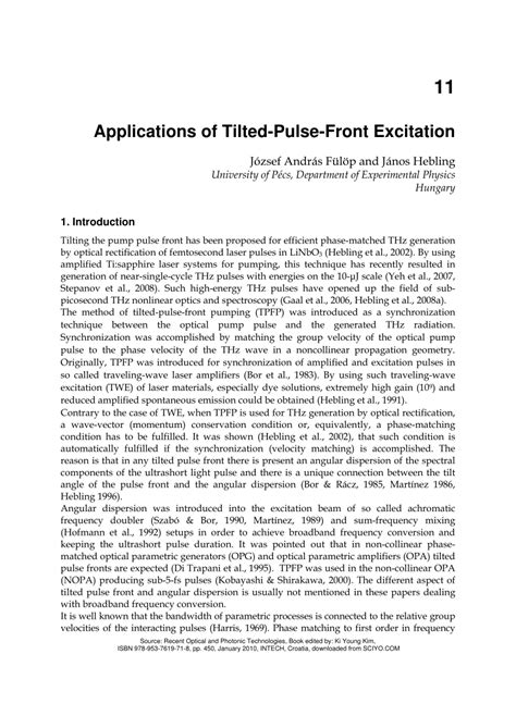 Pdf Applications Of Tilted Pulse Front Excitation
