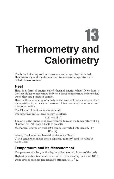 Solution Thermometry And Calorimetry Thermal Expansion Thermal