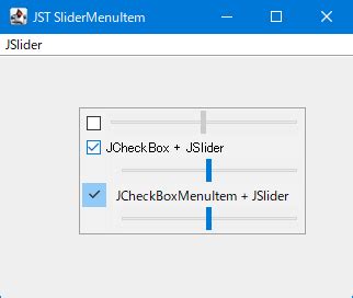 JPopupMenuに追加したJSliderの表示非表示をチェックボックスで切り替える Java Swing Tips