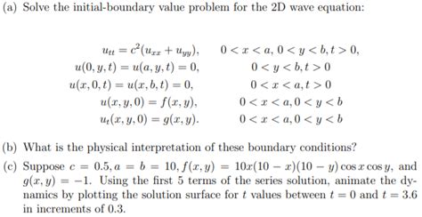Solved A Solve The Initial Boundary Value Problem For The
