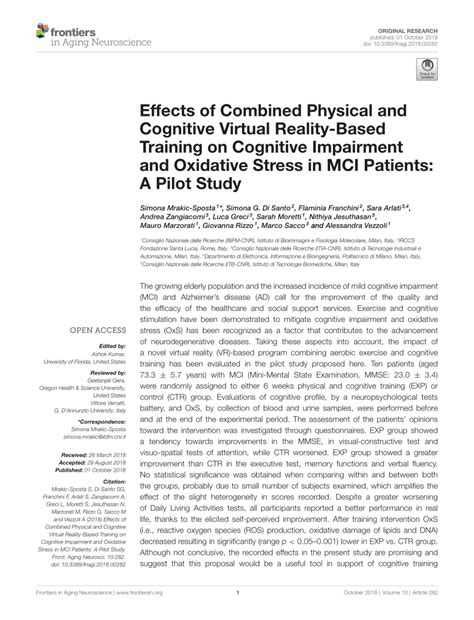 Pdf Effects Of Combined Physical And Cognitive Virtual Reality Based