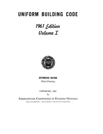Uniform Building Code 1961 International Council Of Building Officials Free Download Borrow