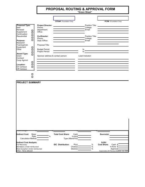 Proposal Routing And Approval Form The Sjsu Research Foundation