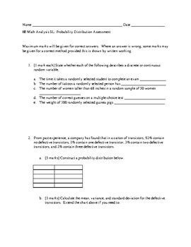 IB Math AA SL Probability And Binomial Distribution Quiz With Answer Key