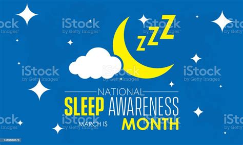 전국 수면 인식의 달 웰빙 영향 개념 배너 템플릿 카드 3월에 관찰된 배경 고려 잠자기에 대한 스톡 벡터 아트 및 기타 이미지 잠자기 기민 월 Istock