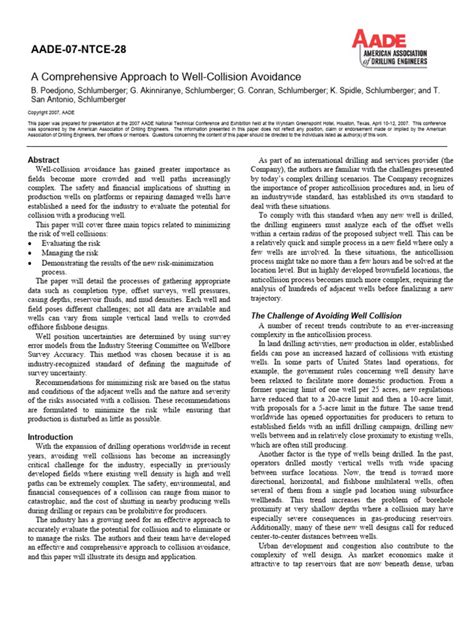 A Comprehensive Approach To Well Collision Avoidance Pdf Risk Risk Assessment