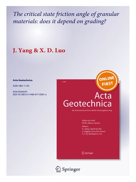 The Critical State Friction Angle Of Granular Materials Does Itdepend
