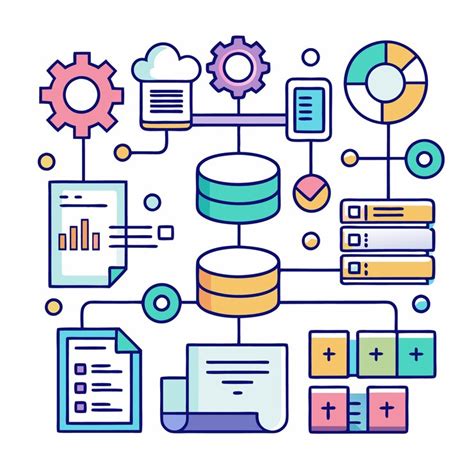 Data Processing System With Cloud Storage Databases Files And Documents Connected By Lines And