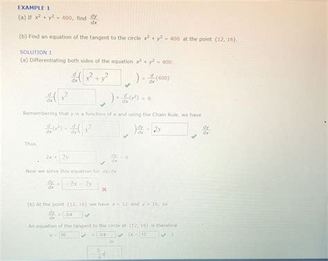 Solved Solution 2 B Solving The Equation X2 Y2 400 We Get